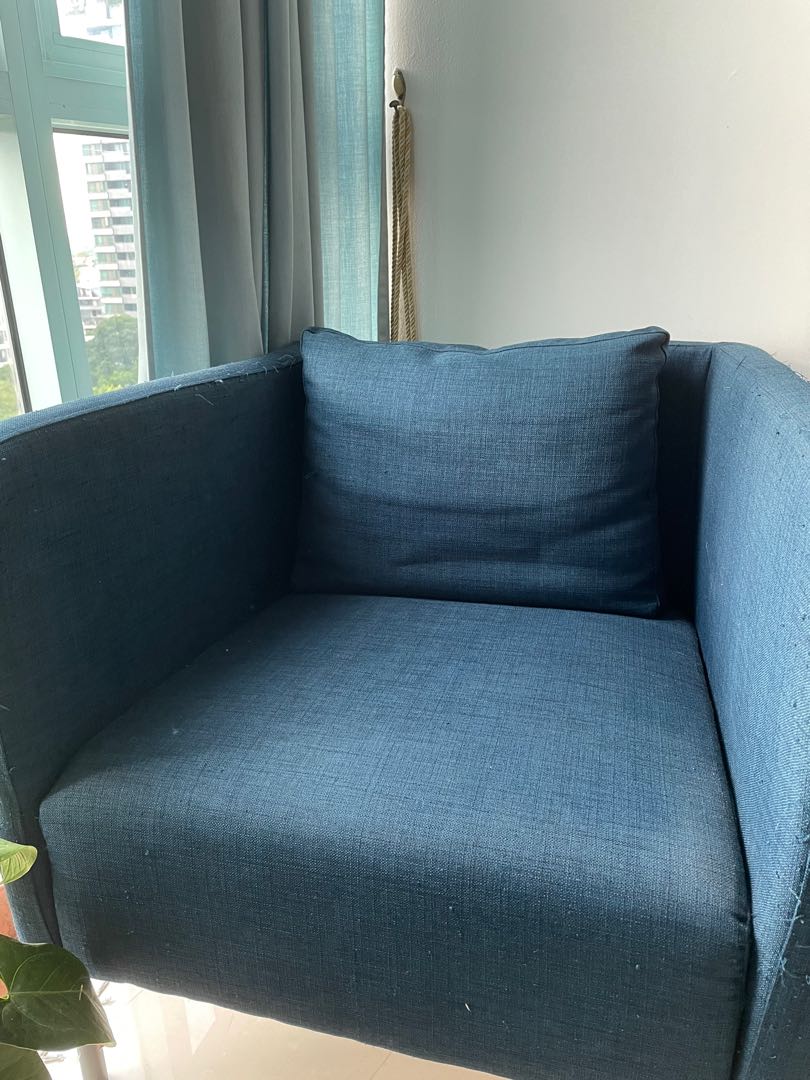 IKEA EKERO dark blue arm chair, Furniture & Home Living, Furniture ...