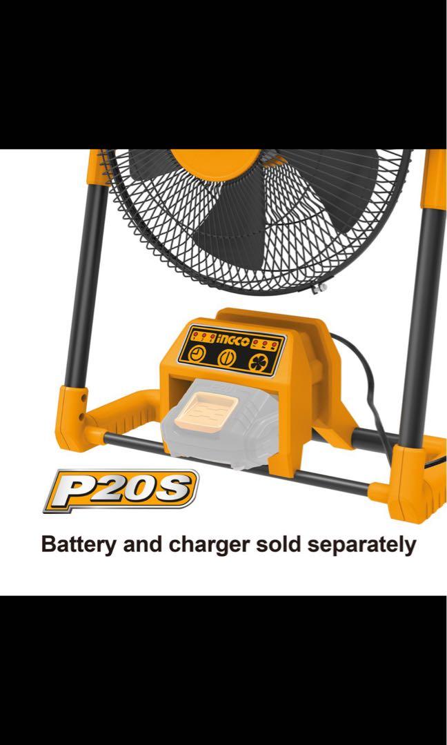 INGCO 20V Cordless/Cord Lithium-Ion Fan Dual-use (Bare Unit) CFALI2001 ...