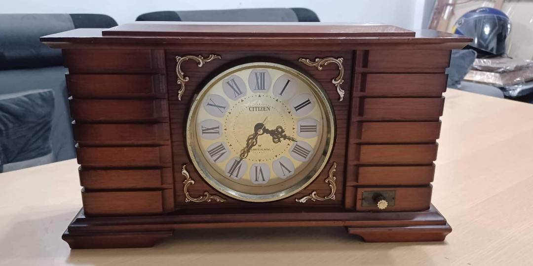 Japanese Vintage Wooden Desk Clock Brand: Citizen - Japan, Furniture ...