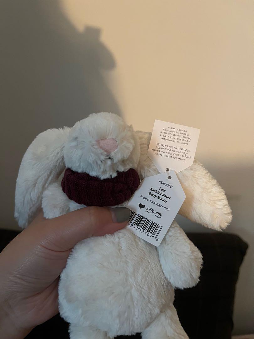 JellyCat Bashful Snug Bunny Berry, Hobbies & Toys, Toys & Games on ...