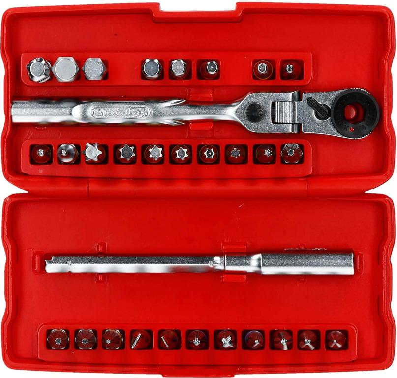 KS Tools Compact Flex Head Low Profile Ratchet Bit Set T-handle Bit ...