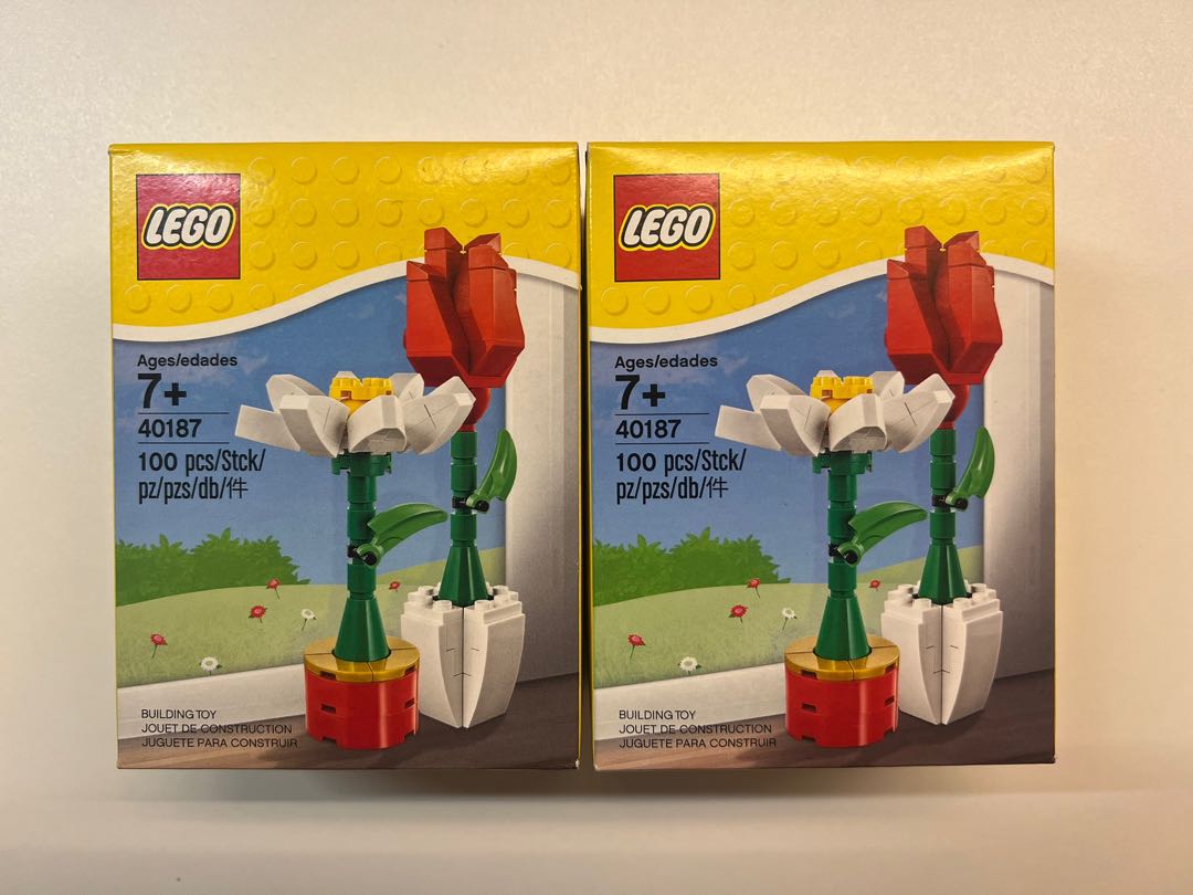 全新靚盒lego 40187 flowers rose 玫瑰花 共兩盒 盆栽, 興趣及遊戲, 玩具 & 遊戲類 - Carousell