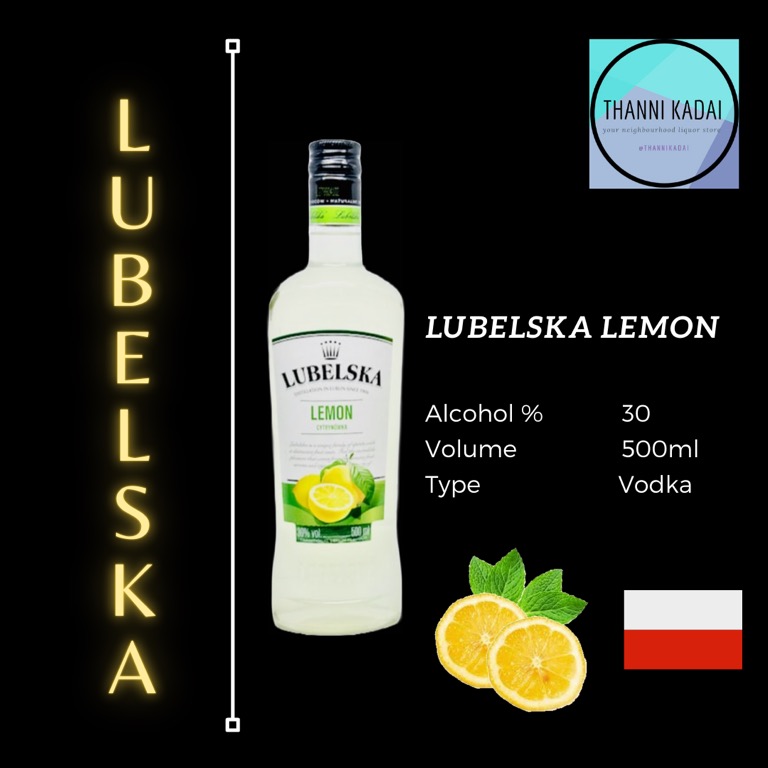 Lubelska Lemon Vodka 500ml, Food & Drinks, Alcoholic Beverages on Carousell