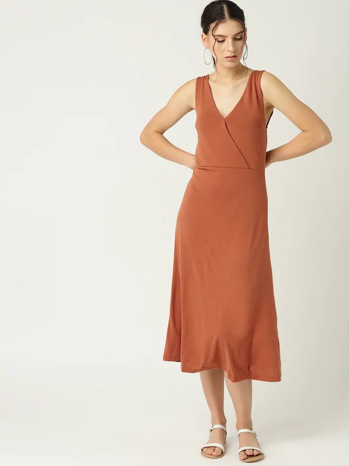MANGO RUST MIDI DRESS, Women's Fashion, Dresses & Sets, Dresses on ...
