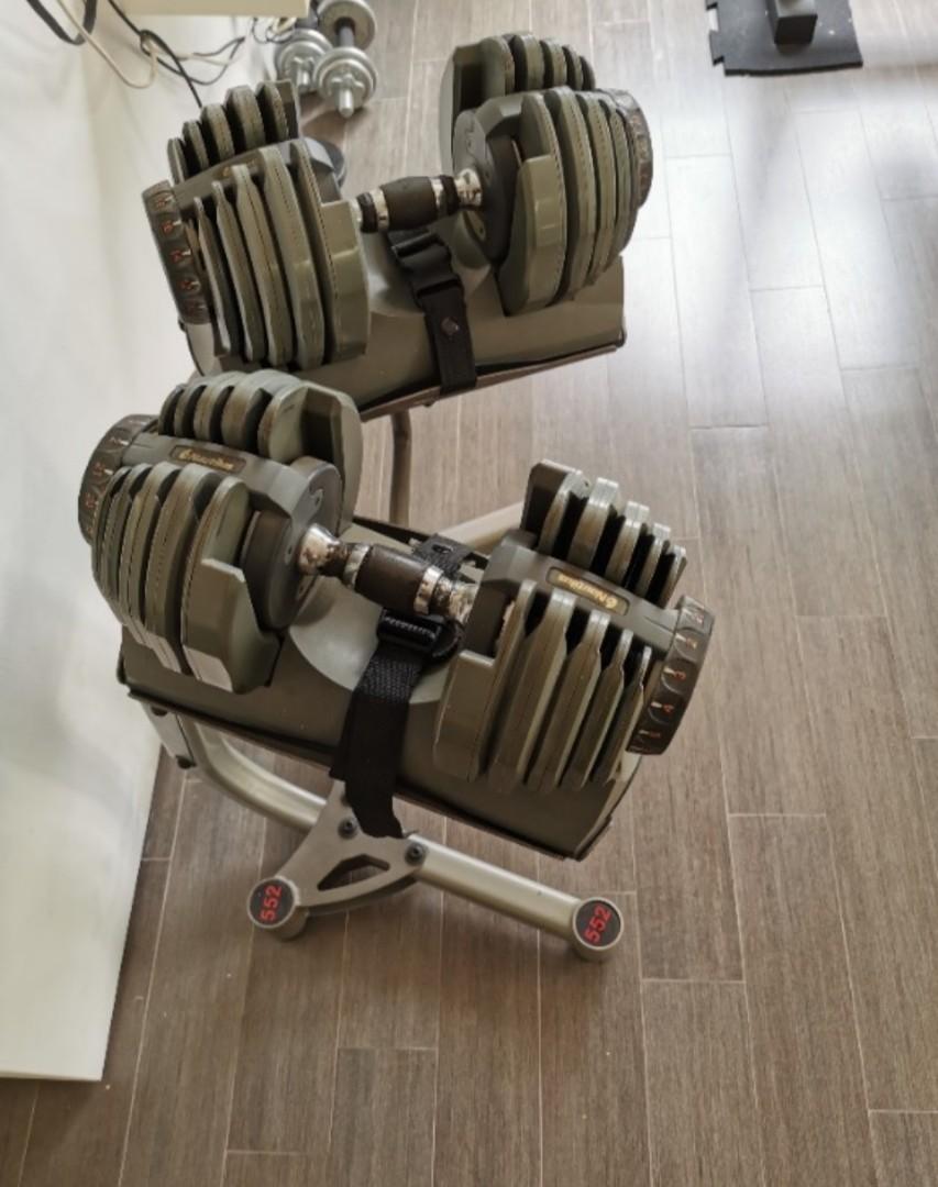 Nautilus adjustable dumbbells with stand, Sports Equipment, Exercise ...