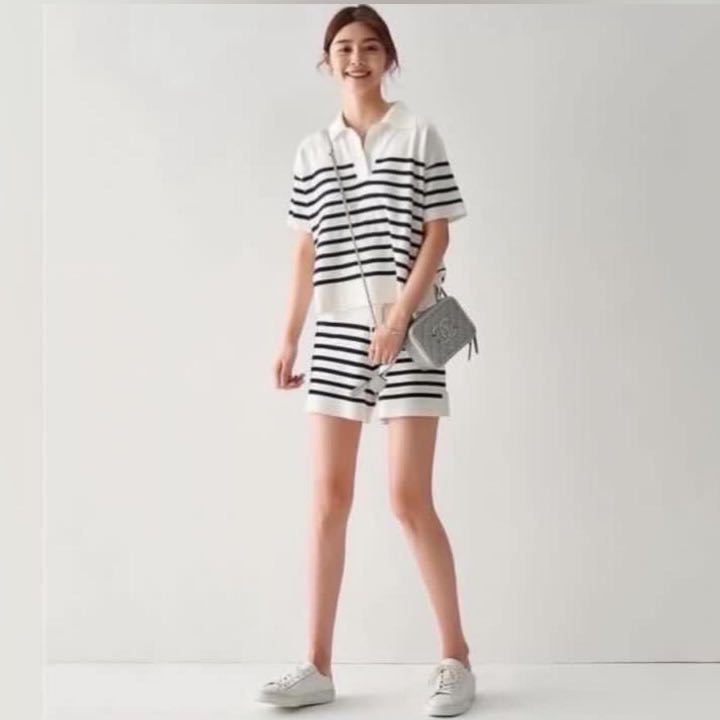 New White stripe knit coords set chest 40 waist 26-38 P1,500 2 sets ...