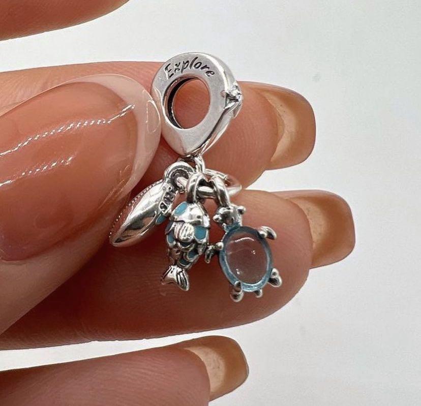 Pandora AUTH FISH SEA TURTLE & CONCH TRIPLE DANGLE CHARM, Women's Fashion, Jewelry & Organizers ...