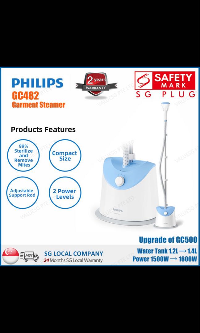 Philips Easy Touch Garment Steamer - GC362/ GC482/ GC486/GC523 - Singapore Plug & 2 Years ...