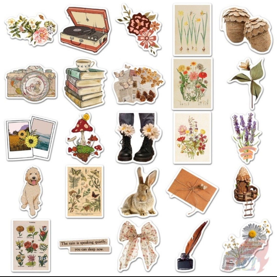 [PO] 50 pieces cottagecore stickers for journaling + laptop, Hobbies ...