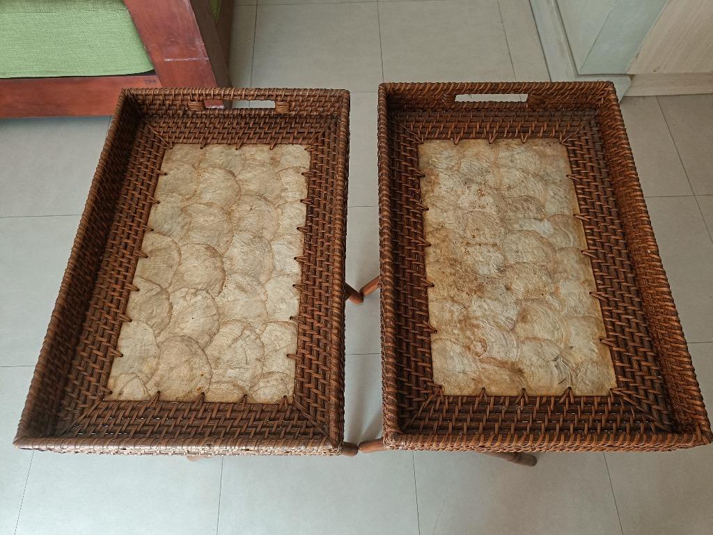Rattan Butler Tray with Capiz Shell, Furniture & Home Living, Furniture ...
