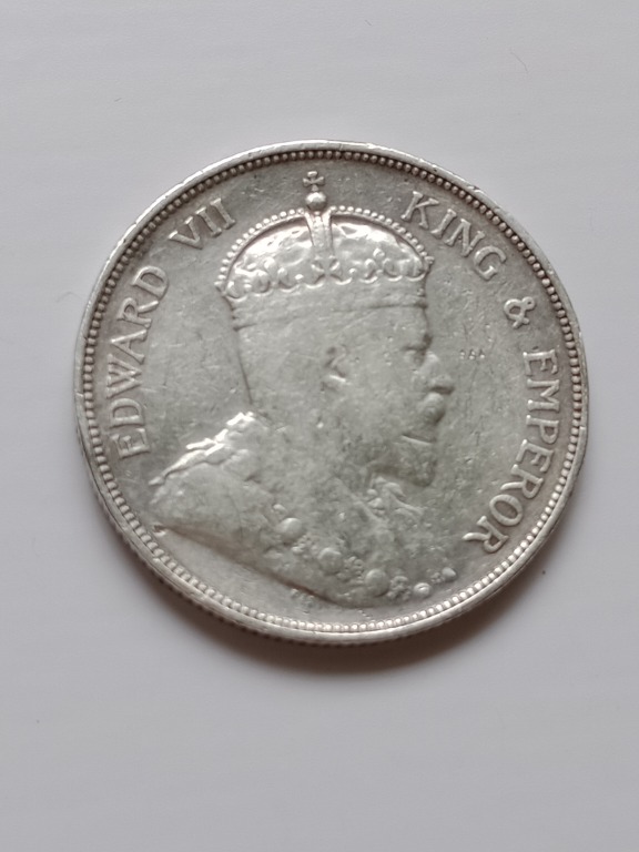 Silver Coin: 1908 King Edward VII Straits Settlements 50 Cents Silver ...