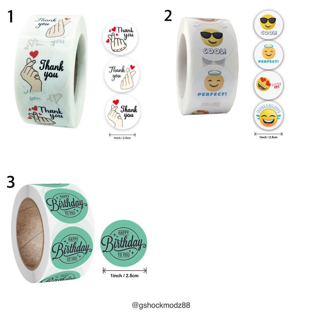 Smiley Face / Happy birthday pastel / Thank you sticker labels for ...