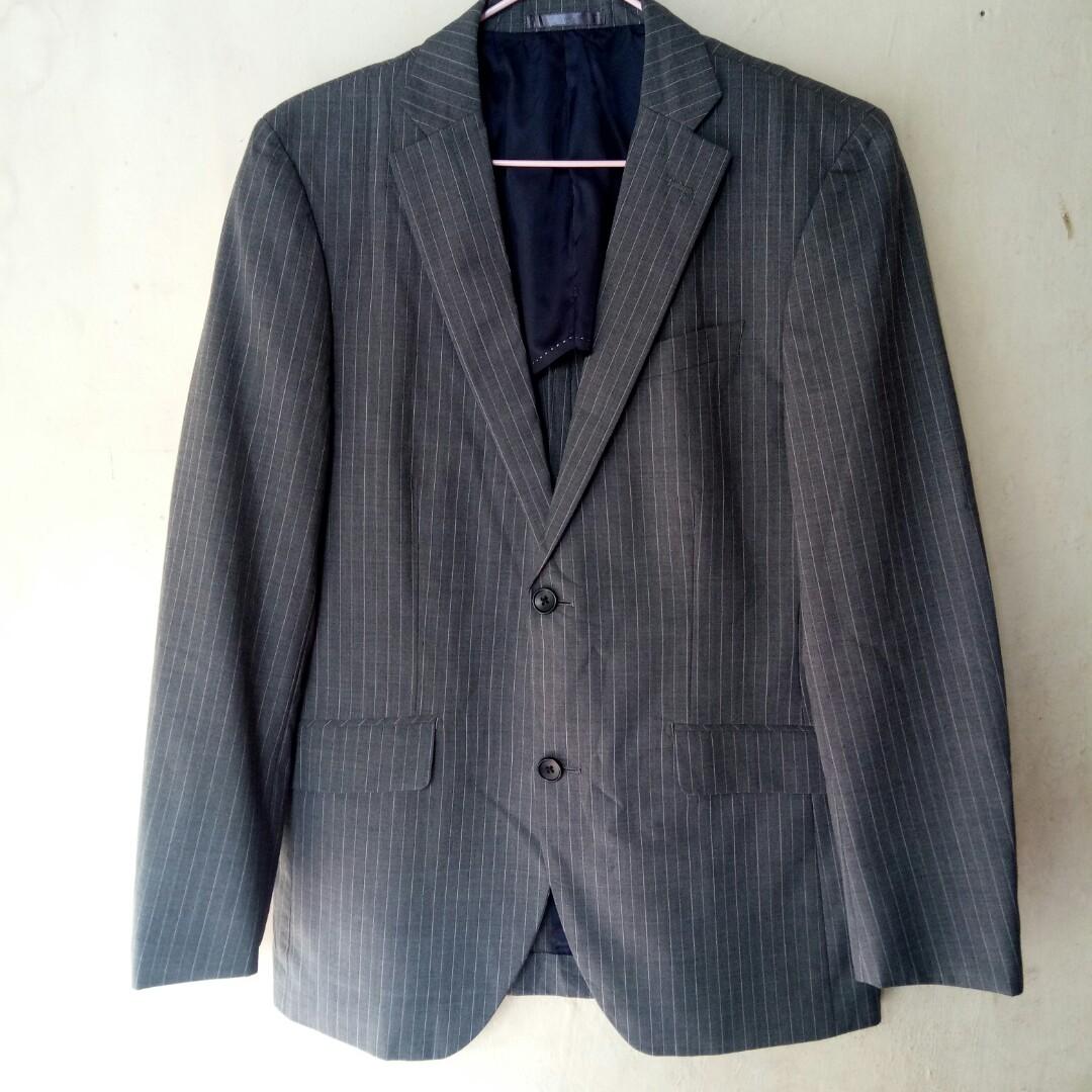 TOPVALU -THRIFT JAS/BLAZER PRIA SALUR ABU-ABU BRANDED (LIKE NEW/NO DEFECT), Fesyen Pria, Pakaian ...