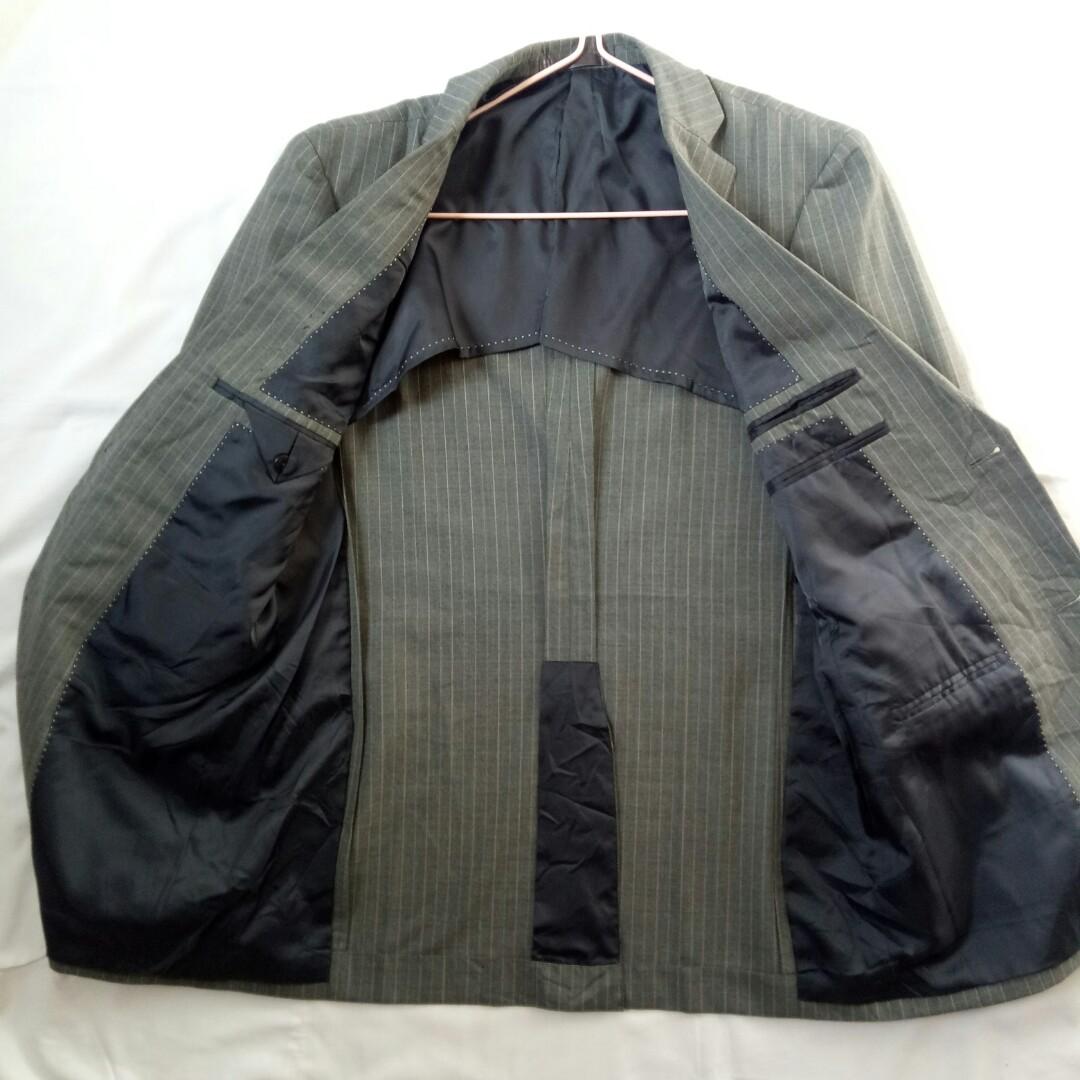 TOPVALU -THRIFT JAS/BLAZER PRIA SALUR ABU-ABU BRANDED (LIKE NEW/NO DEFECT), Fesyen Pria, Pakaian ...