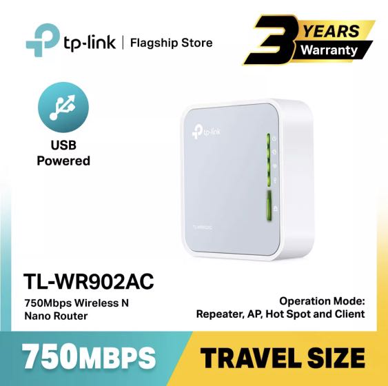 TP Link AC750 (TL-WR902AC) Travel Router Mini Pocket Dual Band Wireless ...