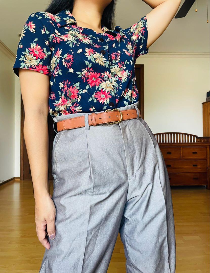 Vintage Floral Print Womens Fashion Tops Blouses On Carousell