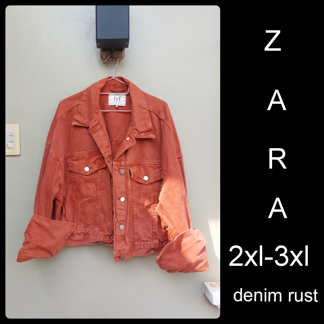 ZARA DENIM JACKET RUST ORANGE PLUS SIZE, Women's Fashion, Coats ...