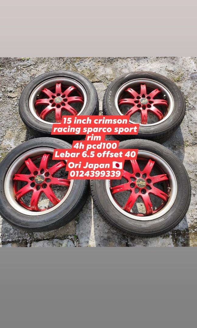 15 inch crimson racing sparco sport rim 🇯🇵, Auto Accessories on Carousell