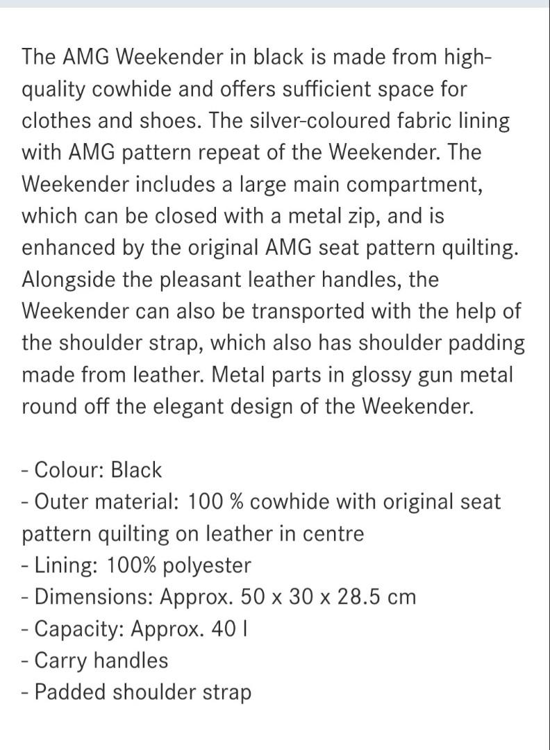 AMG weekend bag, Luxury, Bags & Wallets on Carousell