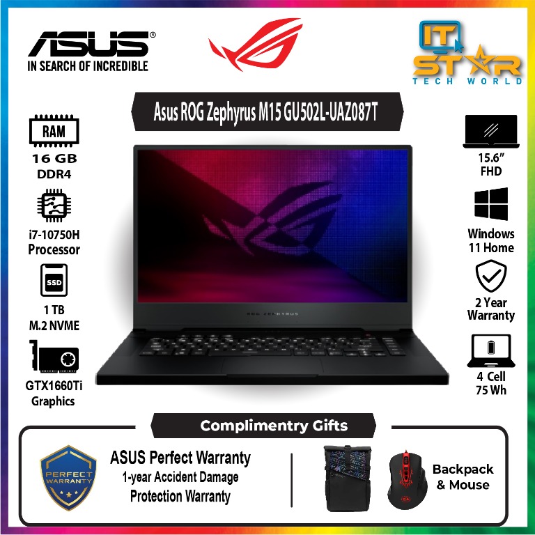 Asus ROG Zephyrus M15 GU502L-UAZ087T, Computers & Tech, Laptops ...