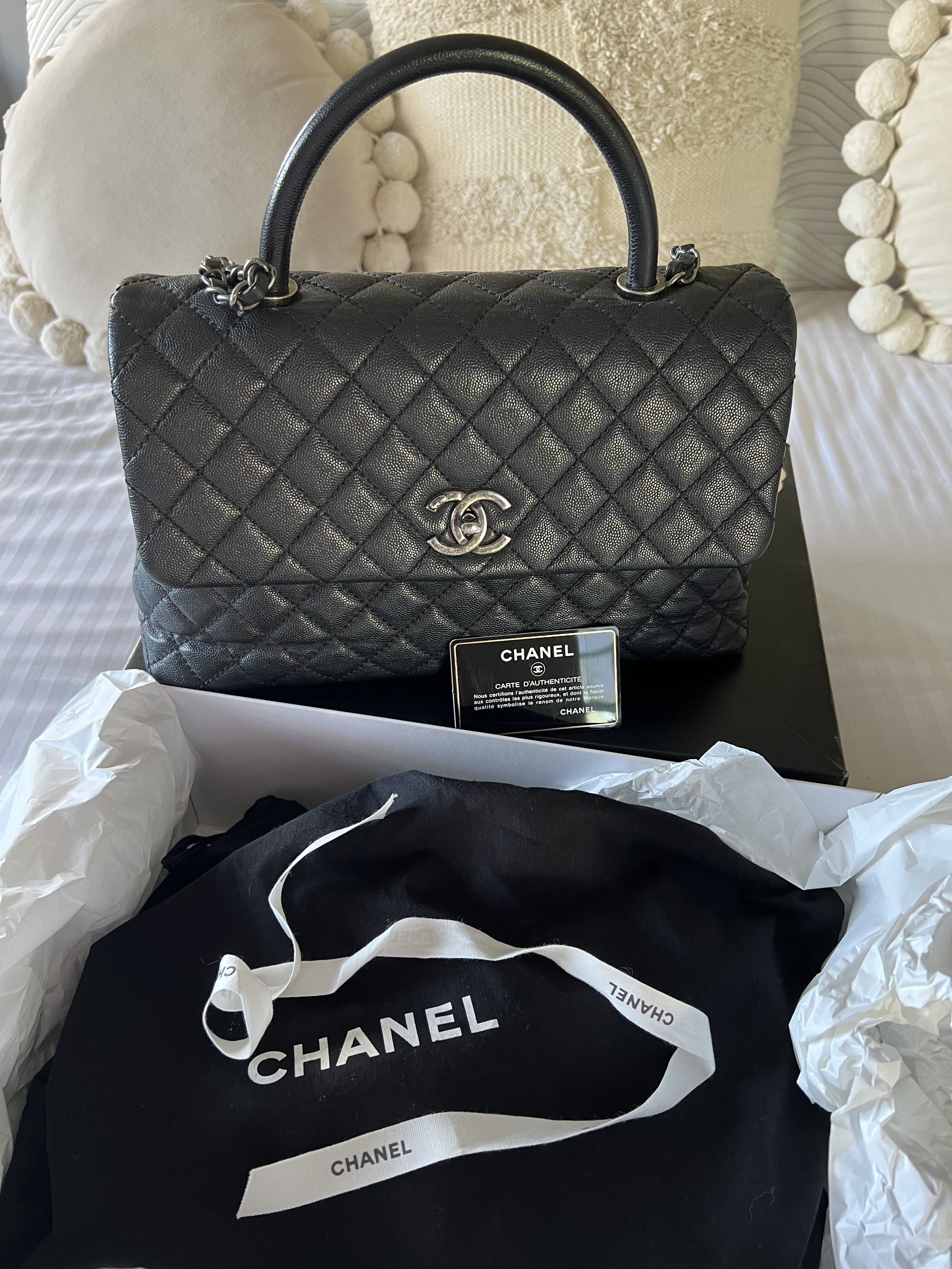 AUTHENTIC CHANEL COCO HANDLE MEDIUM BLACK, Luxury, Bags & Wallets on ...