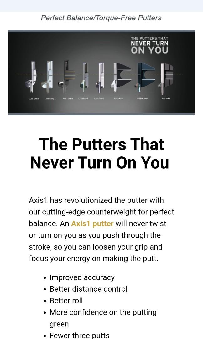 Axis 1 (US) Rose Putter, 34"...patented Heel Counter Weight Technology ...