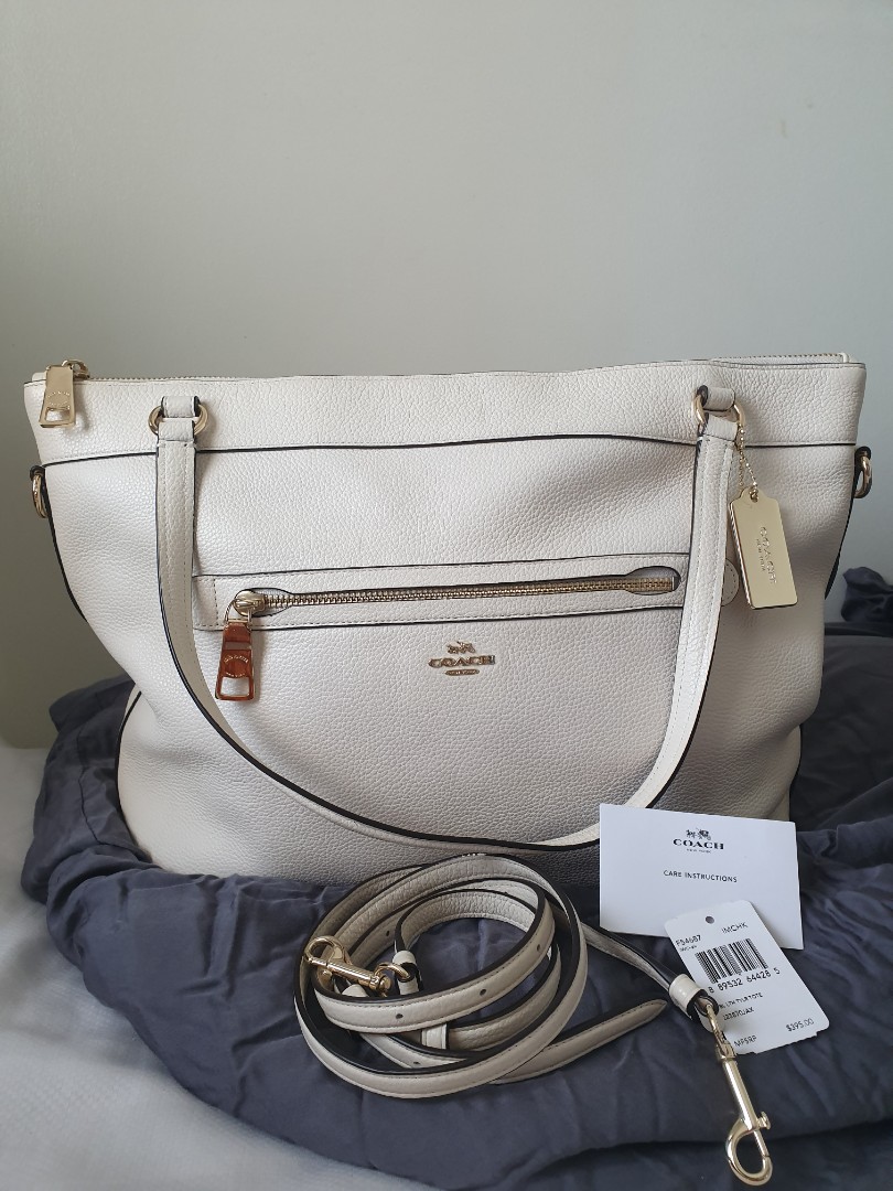 Coach Tyler Tote Pebble Leather Chalk White, Luxury, Bags & Wallets on ...