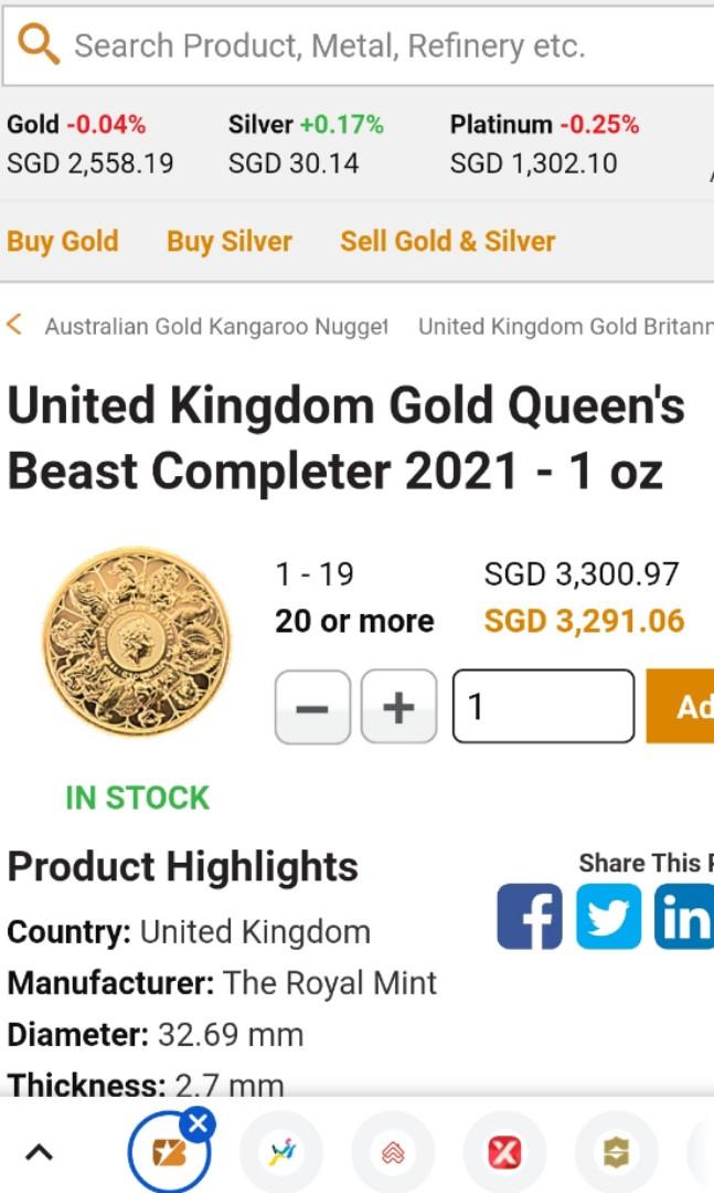 Completed gold coin 1oz, Hobbies & Toys, Memorabilia & Collectibles ...