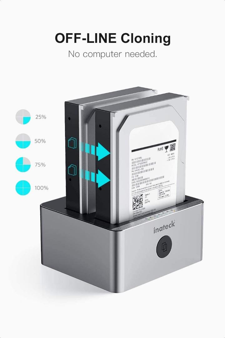 Inateck Aluminum USB 3.0 To SATA Dual-Bay Hard Drive Docking Station ...