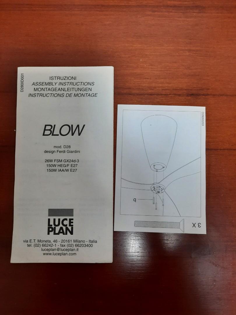 Italy LUCEPLAN BLOW D28 Ventilator & Ceiling Lamp., 傢俬＆家居, 燈飾及風扇, 風扇 ...