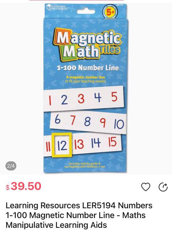 Learning Resources Magnetic Math Tiles 1-100 Number Line, Hobbies ...