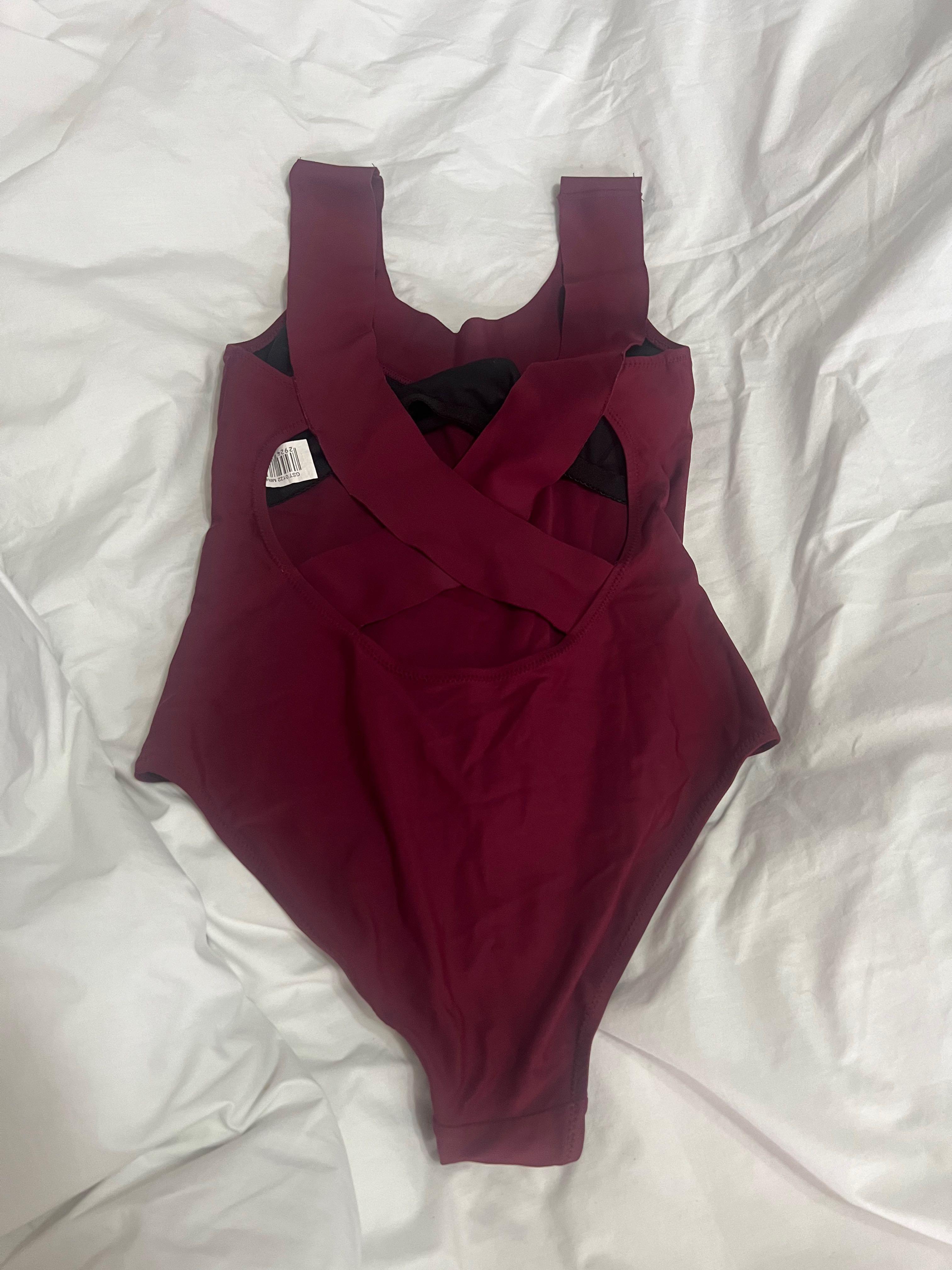 Maroon One Piece Swimsuit, Women's Fashion, Swimwear, Bikinis ...