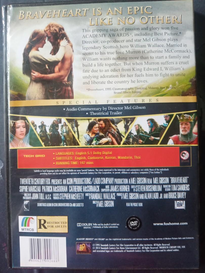 Original Braveheart DVD Movie, Hobbies & Toys, Music & Media, CDs ...