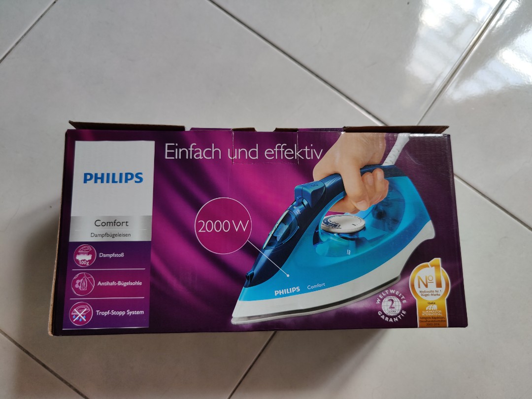 Phillips Comfort Steam Iron 2000w GC1436/20, TV & Home Appliances ...