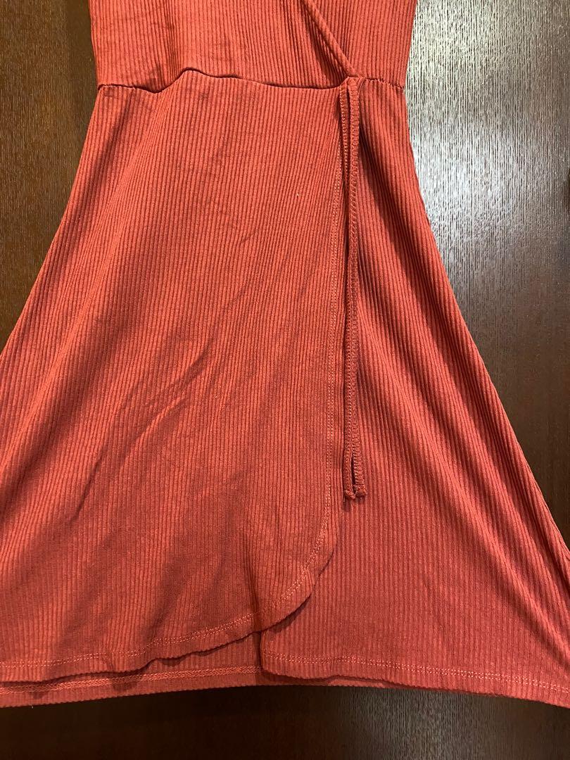 Rust/burnt orange wrap dress, Women's Fashion, Dresses & Sets, Dresses ...