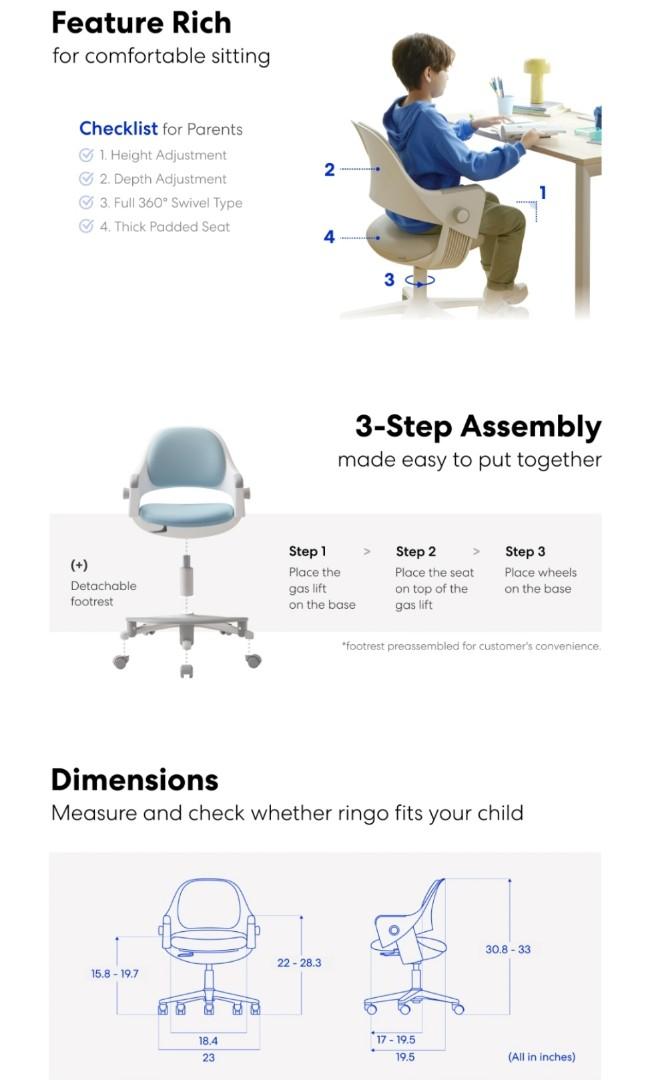 SIDIZ Ringo Kids' Desk Chair, Furniture & Home Living, Furniture ...