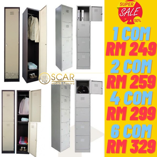 Steel locker with 1, 2, 4, 6 compartments Hostel Locker / Staff Locker ...