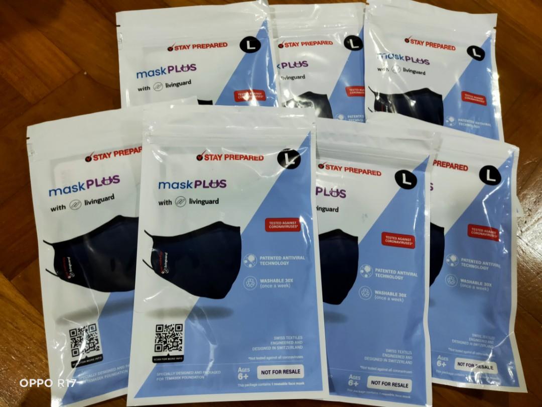 Temasek maskplus with living guard size L, Health & Nutrition, Face ...
