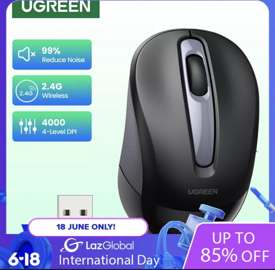 UGREEN MU003 2.4G Wireless Silent Mouse Ergonomic Design Mouse with USB ...