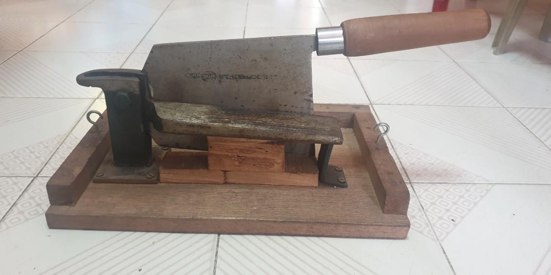 Vintage Chinese medical hall cutter with wooden base, Furniture & Home ...