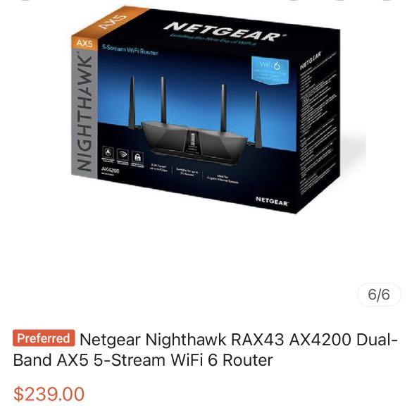 Wireless Router Netgear Nighthawk RAX43 AX4200 Dual-Band AX5 5-Stream ...