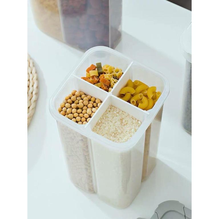 2 and 4 Compartments Storage Tank Dried Food Cereal Crisper Large ...
