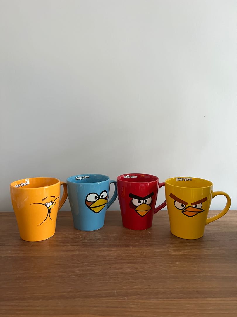 Angry Birds mug 水杯 x 4, 傢俬＆家居, 廚具和餐具, 餐具和餐具 on Carousell