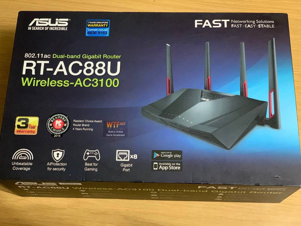 ASUS RT-AC88U Dual-Band Wireless-AC3100 Gigabit Router, Computers ...