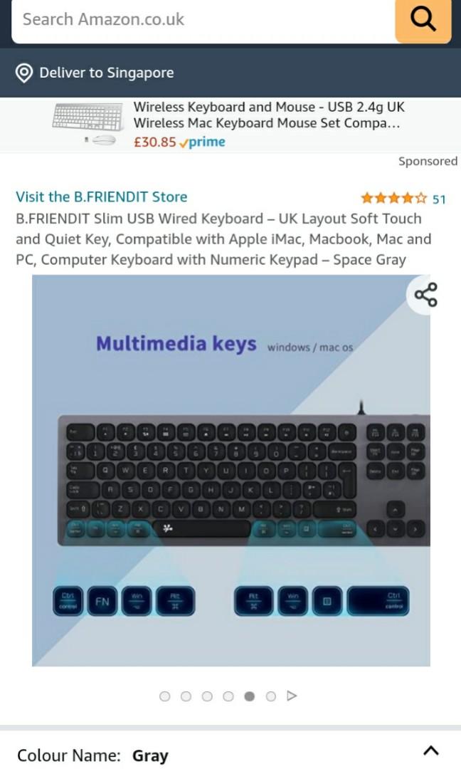 B.FRIENDIT Slim USB Wired Keyboard – UK Layout Soft Touch and Quiet Key ...