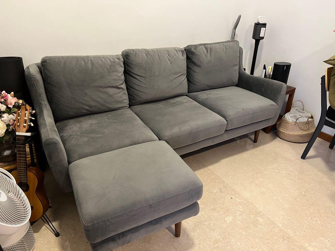 Castlery ‘Delphine’ Sofa + Ottoman Moon Grey, Furniture & Home Living, Furniture, Sofas on Carousell