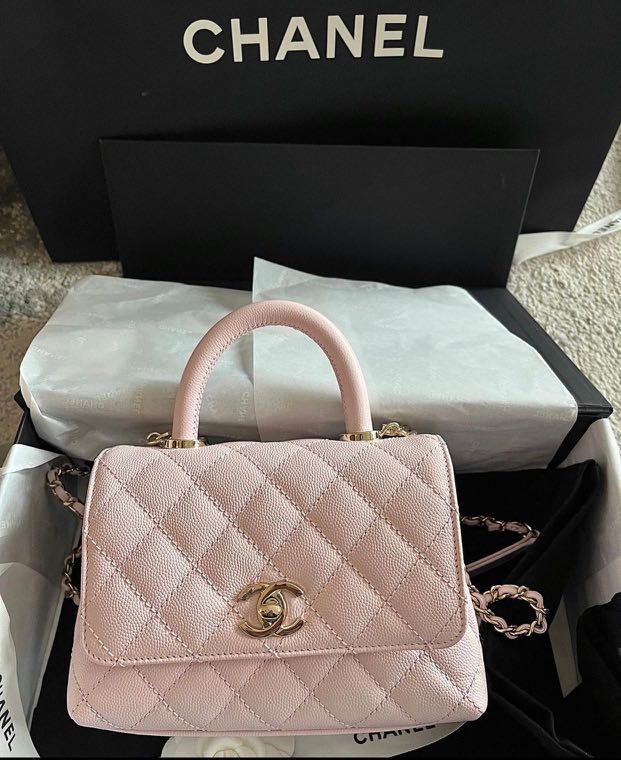 Chanel Mini Coco Handle Pink, Luxury, Bags & Wallets on Carousell