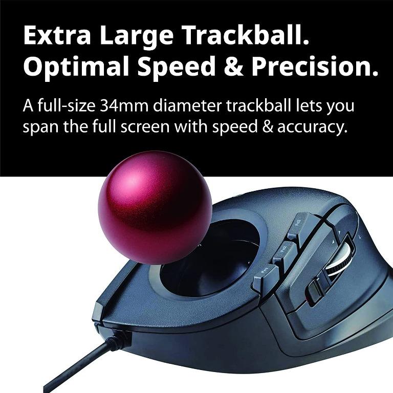 Elecom 【Upgrade】"DEFT" Wired Finger-Operated Trackball Mouse, 8-Button ...
