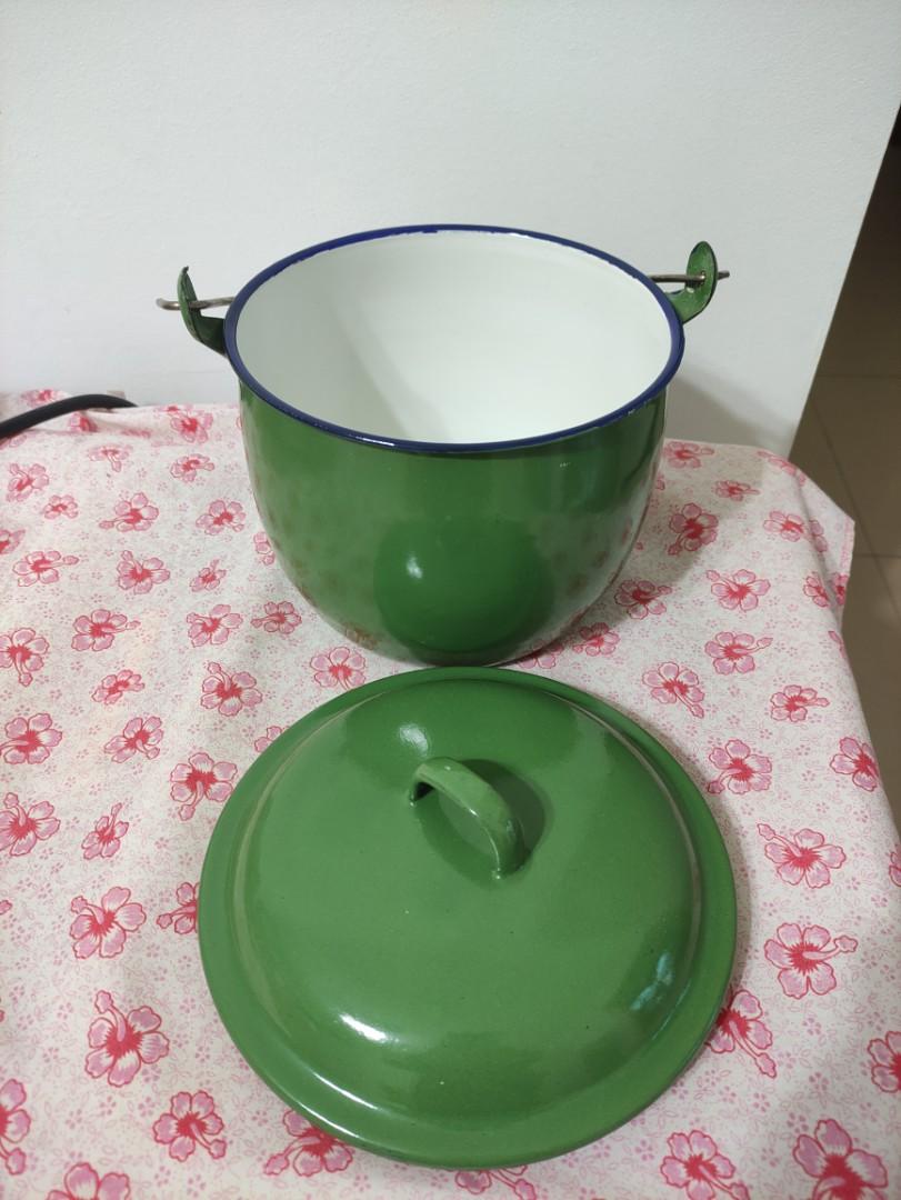 Enamel Vintage Green Pot, Furniture & Home Living, Kitchenware ...
