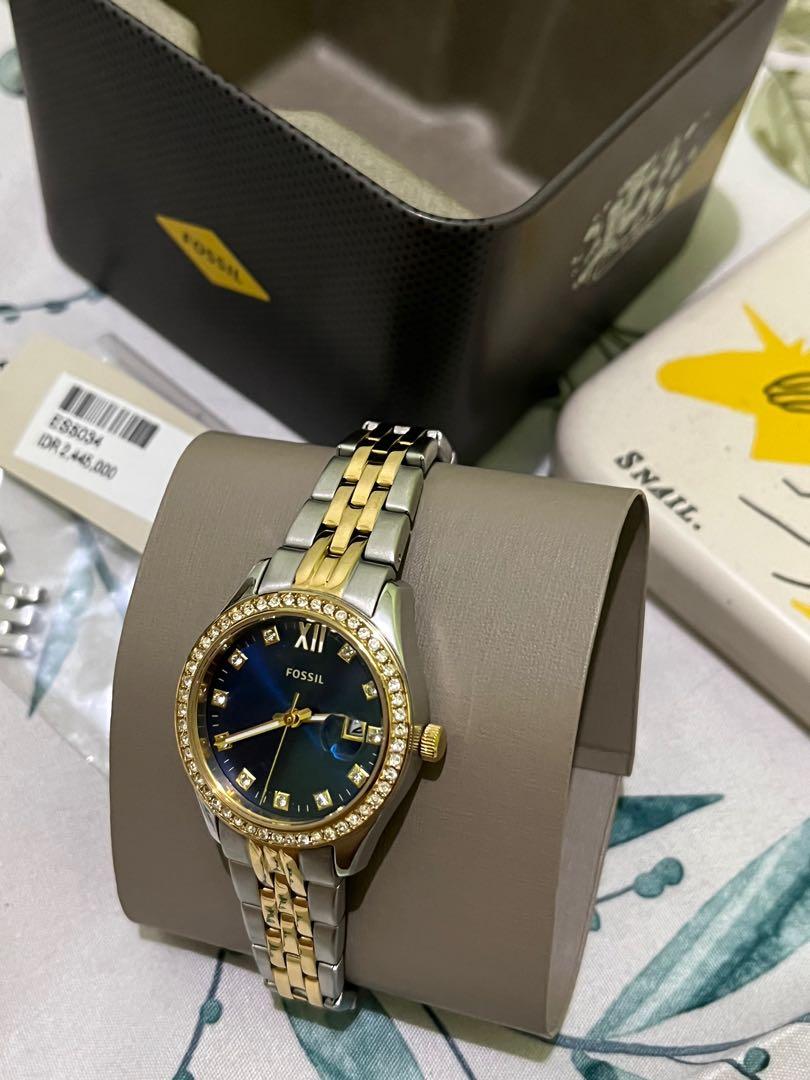 Fossil Women's Scarlette Micro Blue Dial Two Tone Stainless